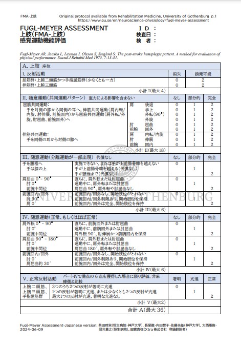Fugl-Meyer Assessment | University of Gothenburg